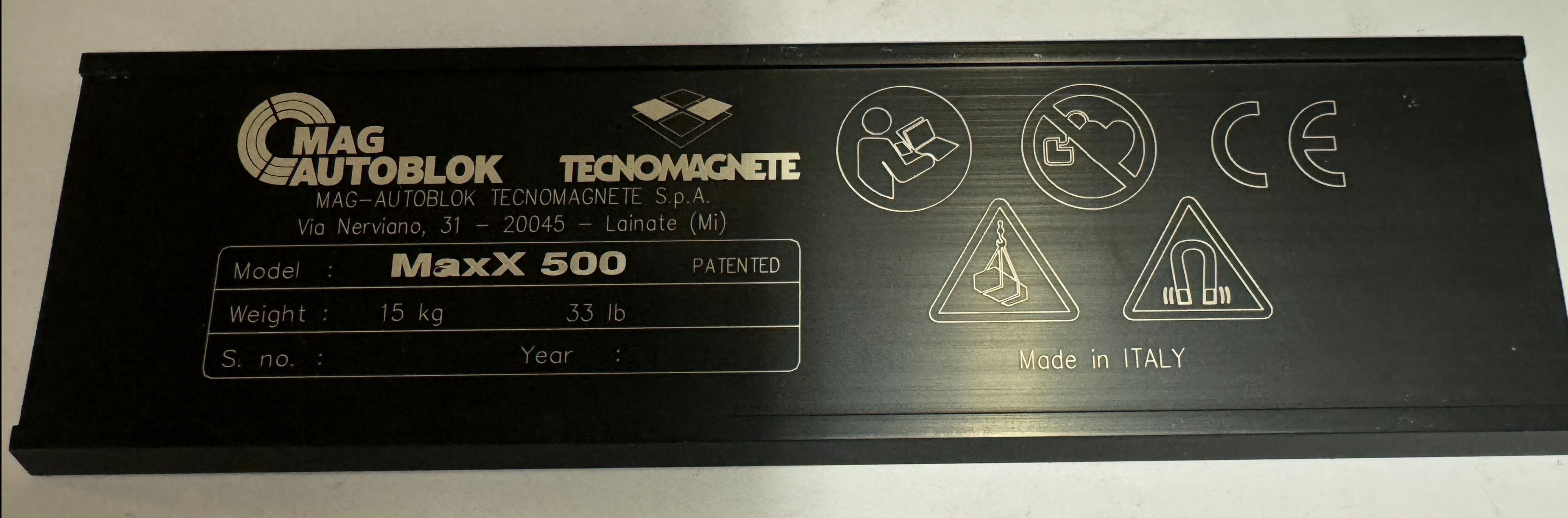 NAME PLATES FOR MaxX 500 DX – Tecnomagnete Inc